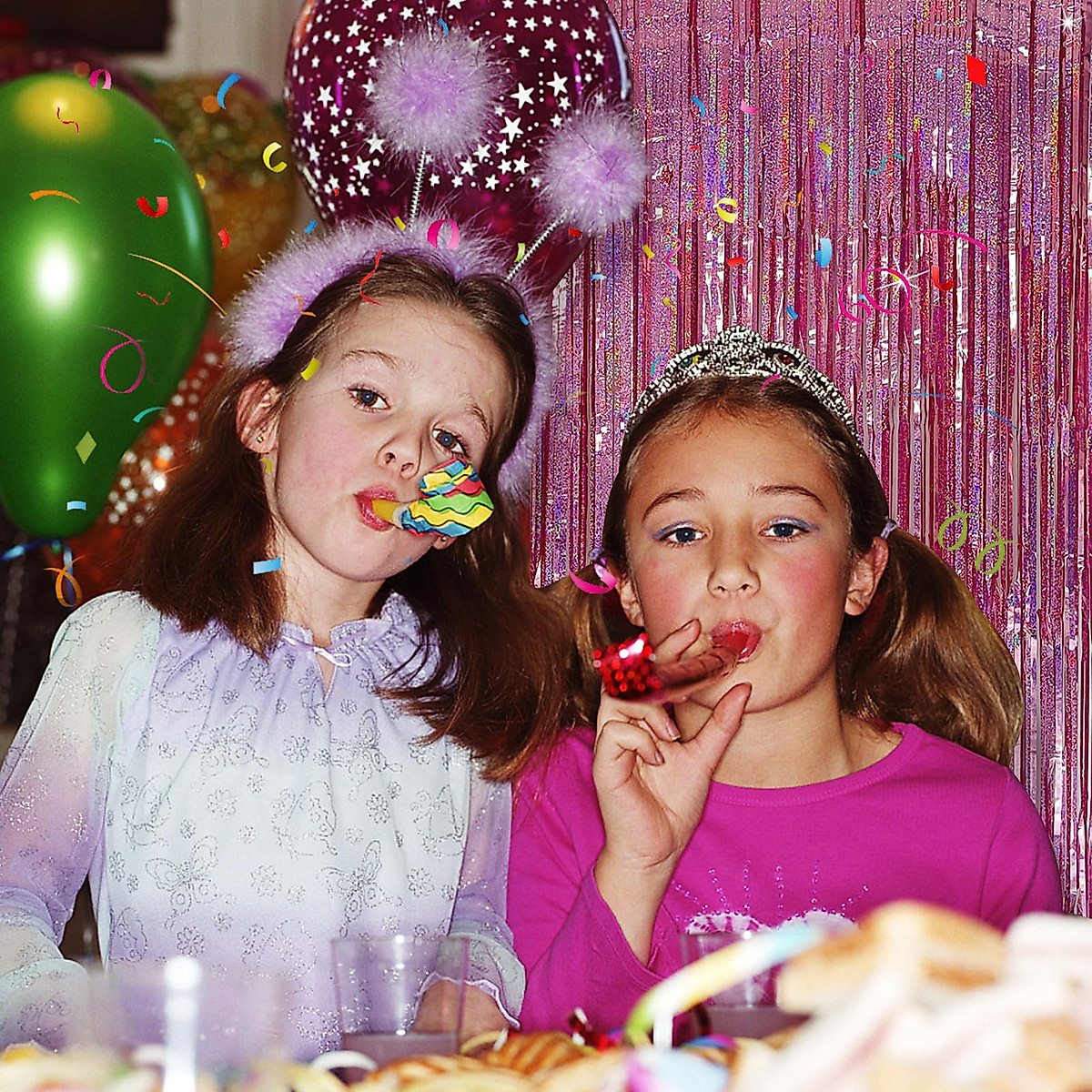 Tinsel Curtain Party Backdrop Pink Birthday Party Decorations 2 Packs Glitter Foil Fringe Curtain Party Decor Streamers Photo Booth for Birthday Christmas Wedding Halloween Graduation Decorations