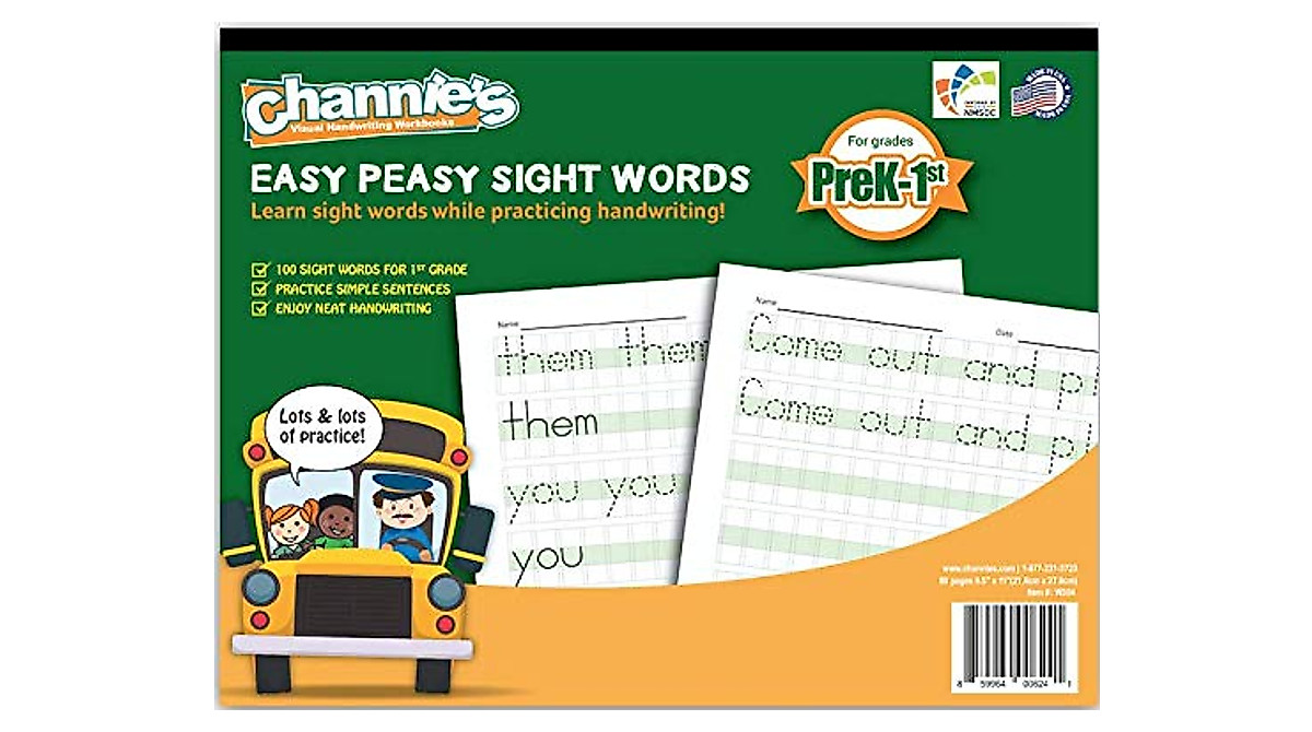 Channie’s Easy Peasy Alphabet, Numbers & Sight Words Workbook, Fun ...
