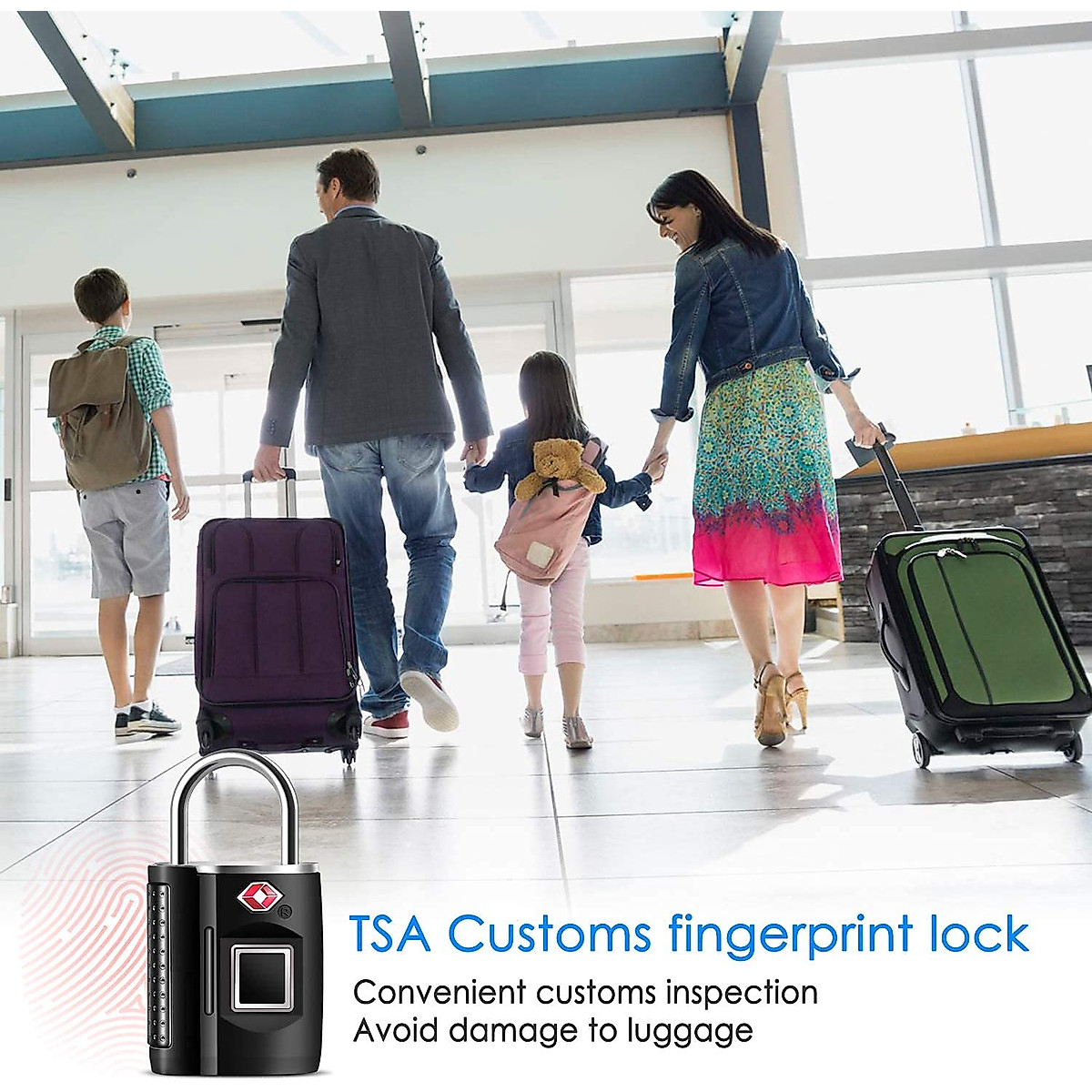 Fingerprint Lock, TSA Approved Smart Digital Locker Lock for Gym, Luggage, Travel, House Door, Suitcase, Backpack, School, Bike,Office, Keyless
