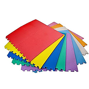 KC Cubs Soft & Safe Non-Toxic Children’s Interlocking Multicolor Exercise Puzzle EVA Play Foam Mat for Kids’s Floor & Nursery Room, 36 Tiles, 9 Colors, 11.5” x 11.5”, 54 Borders (EVA002)