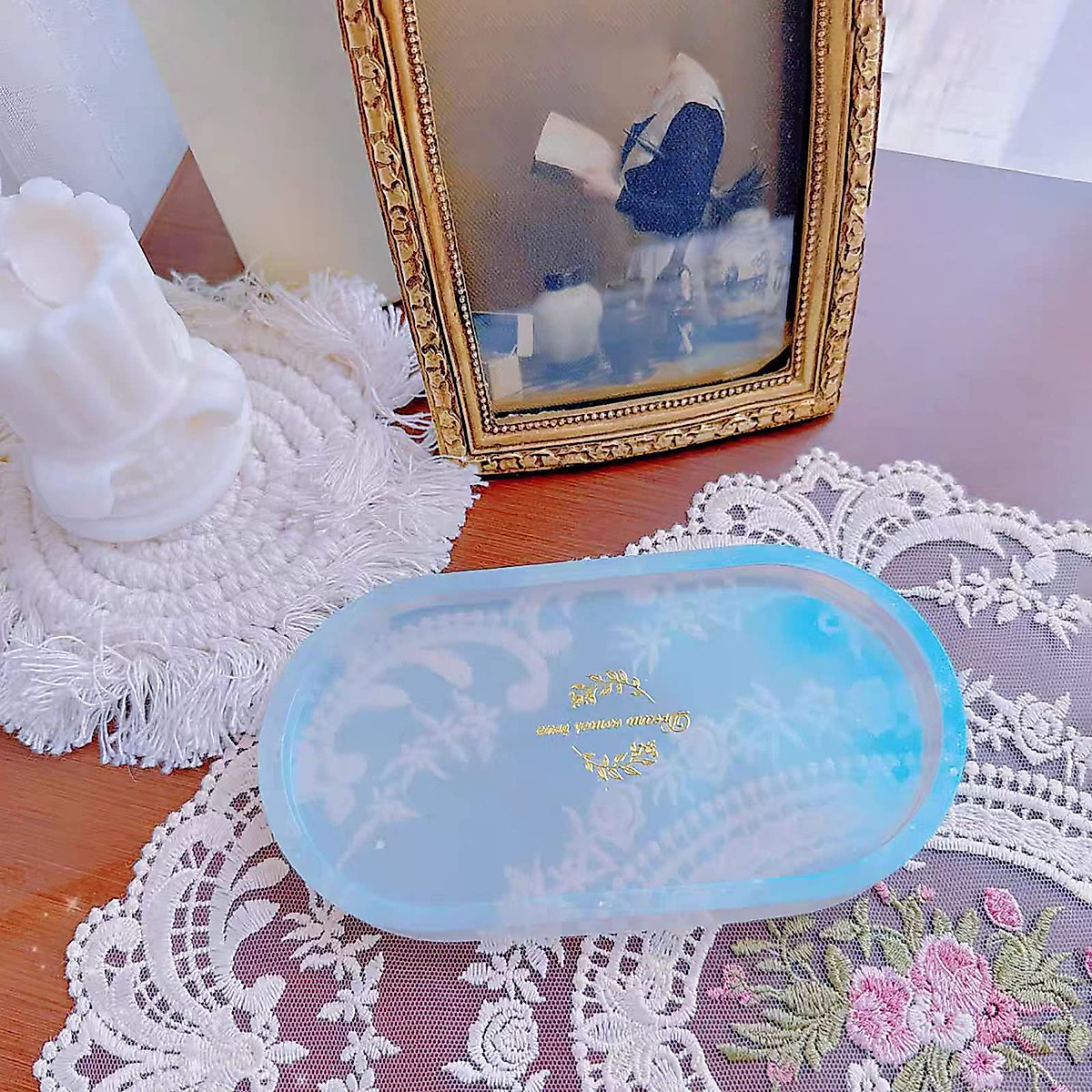 2 Pcs Small Oval Tray Storage Resin Mold Molds Epoxy Resin Ellipse Shaped Tray Coaster for Fruit Candy Jewelry Cup Holder Container, DIY Making Decor Art Crafts