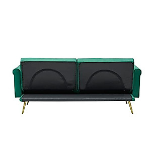ERYE Futon Sofa Loveseat Convertible Sleeper Couch Bed for Small Space Apartment Office Living Room Furniture Sets Sofabed, Green Velvet 69.7"