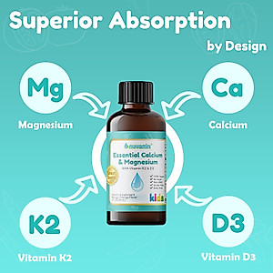 Nuvamin – Liquid Calcium & Magnesium Drops for Baby, Toddlers, Kids, & Adults, 2Fl.Oz (60ml), 30 Daily Servings. Great Taste - All Natural - Vegan - Superior Absorption