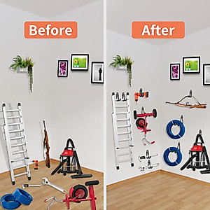 HUPBIPY Garage Hooks 4 Pack, 7.7 inch Long Hooks, with 2 Extension Cord Holder Organizer, Heavy Duty Garage Hanger, Ladder Hooks for Garage Wall