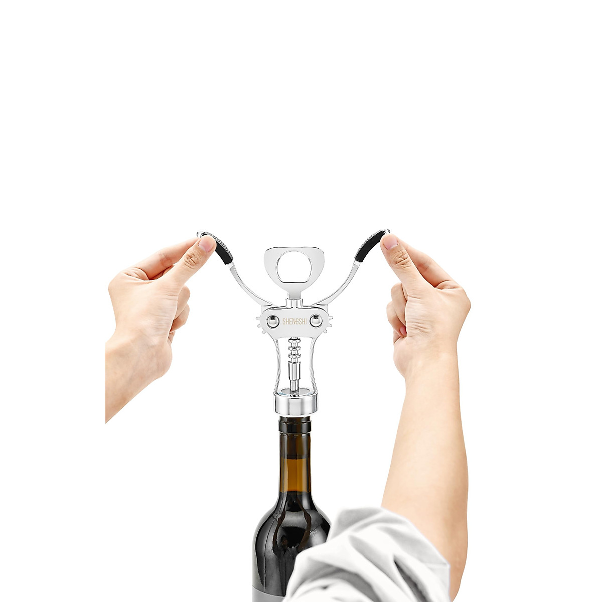 shengshi Wine Opener Zinc Alloy Premium Wing Corkscrew Wine Bottle Opener With Multifunctional Bottles Opener