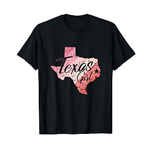 Texas Girl Map Outline USA America T-Shirt