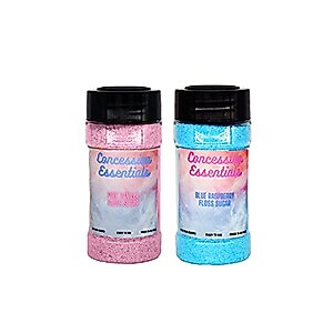 Perfectware 2ct- 16oz Jars of Cotton Candy Floss Sugar (Pink Vanilla and Blue Raspberry)