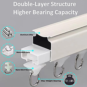 6ft Ceiling Track for Curtains, Never Rust & Enough Rollers and Hooks & Slide Quietly Curtain Track Rail for Window: Suitable for Bathroom, Shower Room, Bedroom, Hospital, RV, Camper