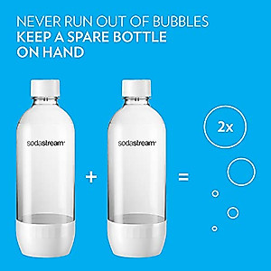 SodaStream Dishwasher Safe 1L Classic DWS Carbonating Bottle White (twinpack), (Pack of 2)