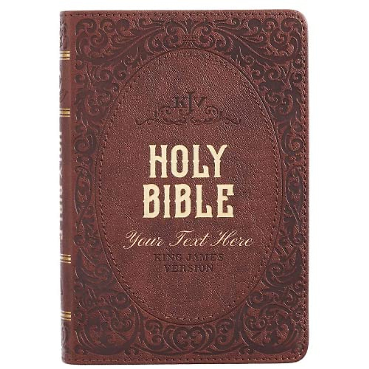 Personalized Bible Custom KJV Medium Brown Faux Leather Compact Bible Custom Made Gift for Baptisms Christenings Birthdays Celebrations Holidays