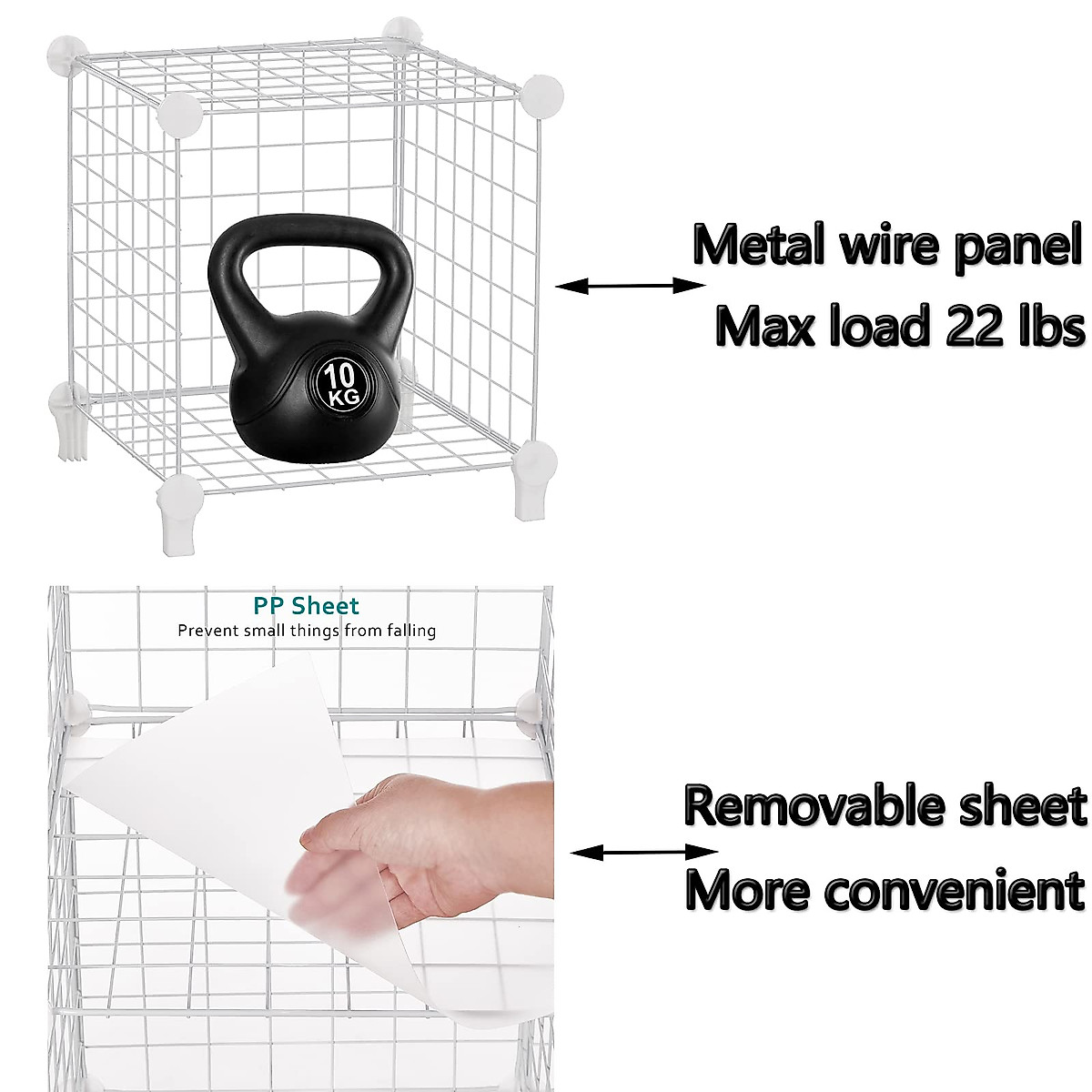 ANWBROAD Wire Cube Storage Organizer 9 Cube Metal Grids Shelves Storage Bins Shelving Stackable Modular Bookshelf Shelf Cubbies Unit Closet Cabinet for Living Room Office White LWT009T