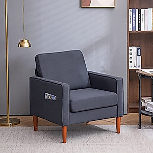 Gray Guest Chair, Office Reception Lobby Sofa Waiting Room Side Office Chair Linen Solid Wood Legs Reception Chairs for Waiting Room Office Home and Meeting Conference 31.5" L x 29.92" W x 33.46" H