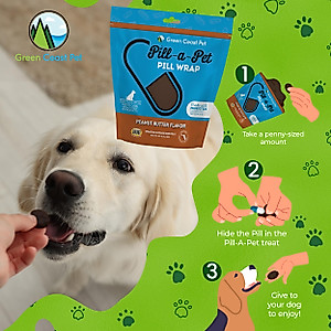 Green Coast Pet Pill-a-Pet Pill Wrap for Dogs Peanut Butter Flavor | Made in USA | Probiotics | 60 Wraps