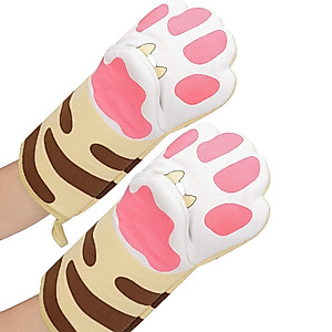 Cat Paw Oven Gloves with Roomy Thumb Long Sleeve Cat Kitchen Accessories for Christmas Cooking Baking