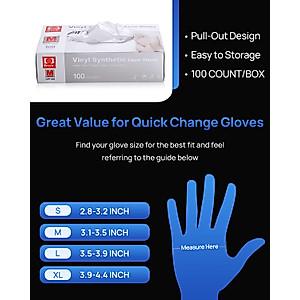 JMU Clear Vinyl Exam Gloves Small 100 Count, Latex Free Powder Free, 4 mil Thick Disposable Vinyl Gloves, Food Safe Gloves