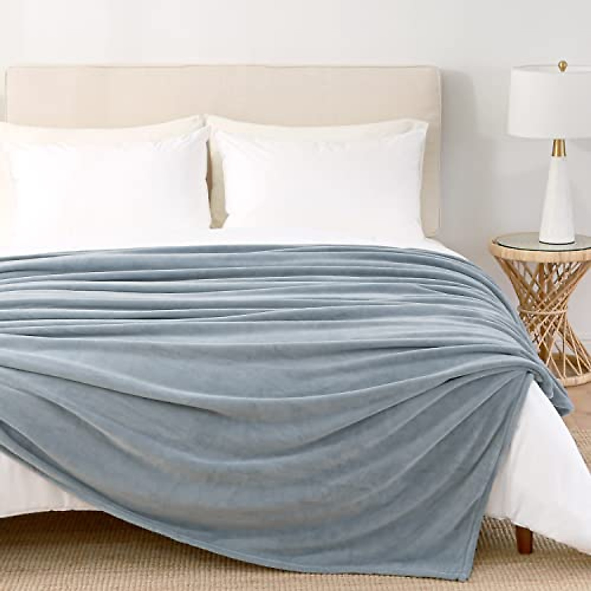 berkshire Eco Coral Fleece Throw Blanket,Coral Velvet Throw Blanket,All Season Fleecy Plush SeraSoft Throw Blanket,300GSM Lightweight Throw Blanket for Bed (Polar Blue,90x90 inches)