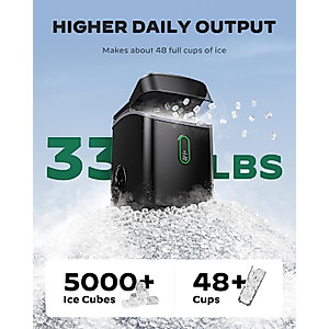 Silonn Nugget Ice Maker Countertop, Pebble Ice Maker with Soft Chewable Ice, One-Click Operation Ice Machine with Self-Cleaning, 33lbs/24H for Home,Kitchen,Office