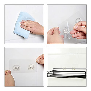 DonLeeving 14 PACK Shower Caddy Adhesive Replacement Stickers Strong Sticker Adhesive Strip Pad Shower for Bathroom Storage Corner Transparent Shelves Wall