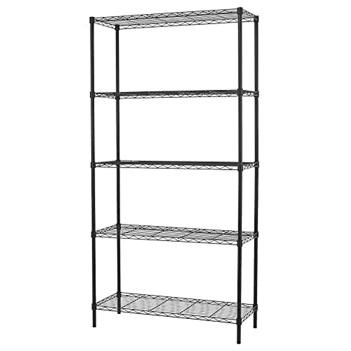 Wire Shelving Unit, 5 Shelf Metal Storage Rack NSF Certified Storage Rack 36" W x 14" D x 72" H 1250Lbs Capacity Garage Shelving Adjustable Heavy Duty Metal 5 Tier Metal Shelving Unit (Black)