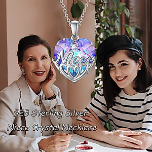 SLIACETE Purple Heart Crystal Necklace 925 Sterling Silver Niece Jewelry Birthday Gifts for Women Girls Niece