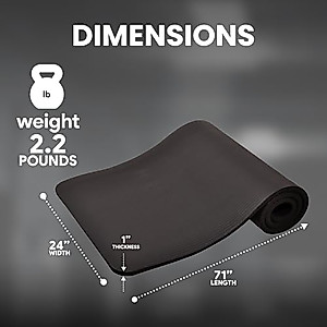 BalanceFrom All-Purpose 1-Inch Extra Thick High Density Anti-Tear Exercise Yoga Mat with Carrying Strap (Black)