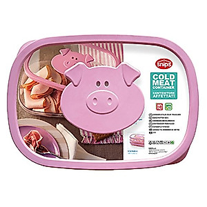 Snips Stackable Storage Cold Meat Saver, Clear with Pink Pig