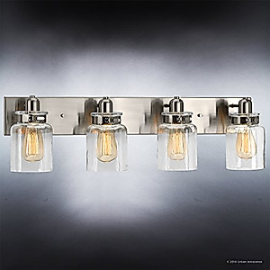 Urban Ambiance Luxury Modern Farmhouse Bathroom Vanity Light, Large Size: 8.625" H x 30.25" W, with Industrial Style Elements, Brushed Nickel Finish, UHP2144 from The Bridgeport Collection