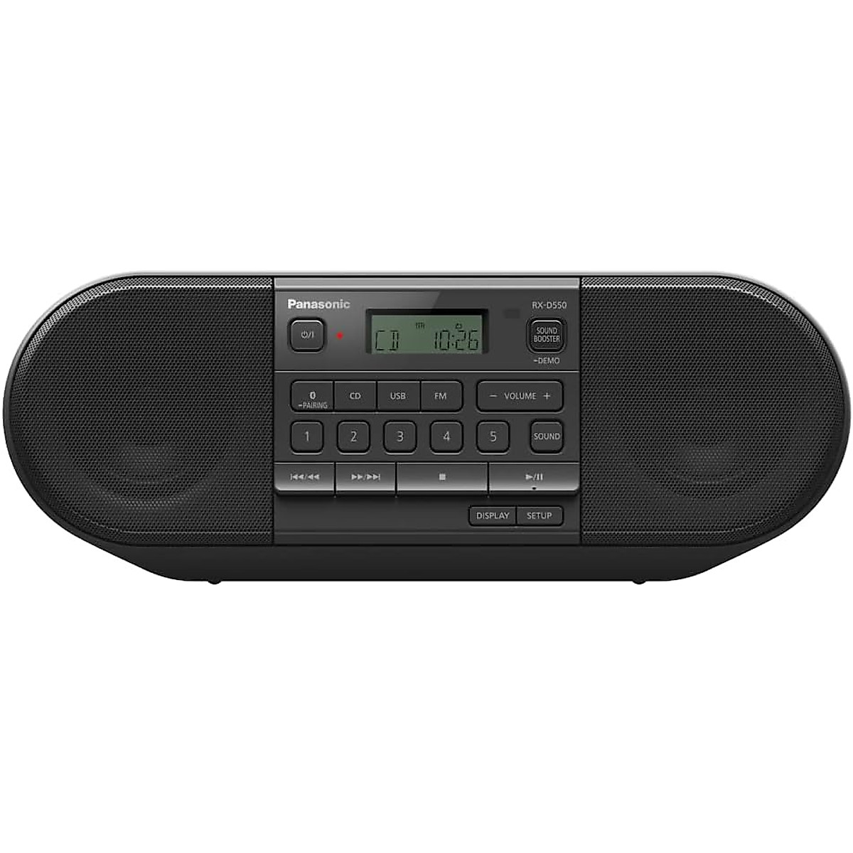 Panasonic RX-D550 Boombox - High Power Portable Stereo AM/FM Radio, Bluetooth, CD, with USB 110-240 Volt (Black)