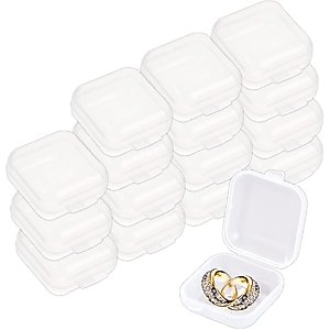 YIMIKE Mini Clear Jewelry Box,16Pcs Small Plastic Storage Transparent Boxes Containers,Portable Travel Packaging for Item Craft,Beads,Pills,Earplug,Ear Studs,Necklaces,Rings,Earring,Card
