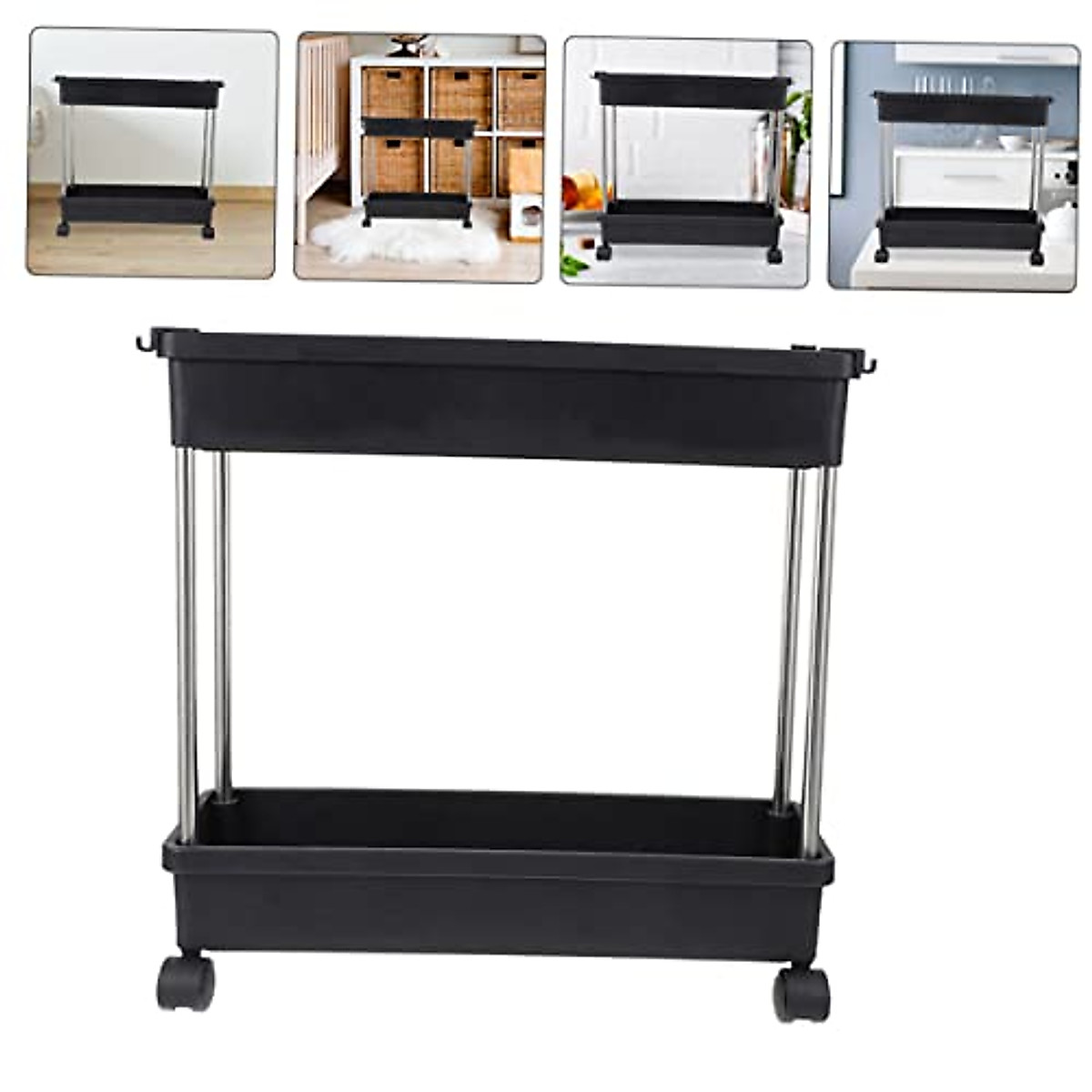GRIRIW Shelf l Brackets Heavy Duty Heavy Duty Storage Shelves Plastic Stand Adjustable Shelving Kitchen Rolling cart Rolling Utility cart Storage Cart Floor Toiletries Stand Office Tray