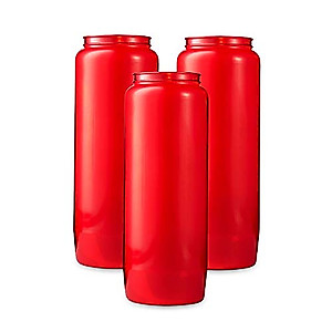 Tribello 9 Day Candles, 3 Pack | 7” Red Pillar Candles for Memorial, Love Spell, Novena Prayer, Religious Ceremony, Vigil, Party Décor, Emergency Survival | Unscented White Wax in Red Plastic Jar
