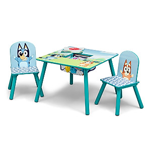 Delta Children Bluey Kids Table and Chair Set with Storage (2 Chairs Included) - Greenguard Gold Certified - Ideal for Arts & Crafts, Snack Time, Homeschooling, Homework & More, Blue