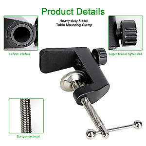 YOUSHARES Table Mount Clamp for Mic - Boom Arm Clamp for Microphone Arm Stand with Adjustable Screw, the Maximum Gap is 55mm/2.16in