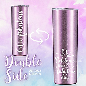 Onebttl 60th Birthday Gifts for Women, 60 & Fabulous, 60th Birthday Gift Idea for Women, 60th Bday Gifts, Stainless Steel Tumbler 20Oz - Purple