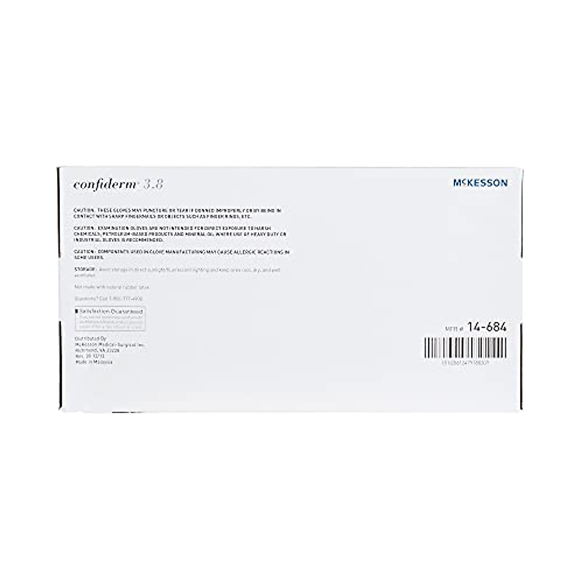 McKesson Confiderm 3.8C Nitrile Exam Gloves, Non-Sterile, Powder-Free, Blue, Large, 100 Count, 1 Box