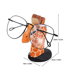 Handmade Wood Brown Dog Carved Animal Eyeglass Holder, Cute Sunglasses Display Stand, Nightstand Home Office Desk Decor, Christmas Holiday New Year Business Gift (A-b, One Size)