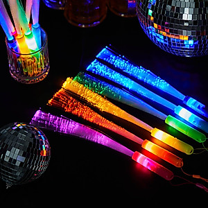 Skylety 36 Pack Fiber Optic Wands Glow Wands LED Light up Wand Bulk Flashing Sticks with Included Batteries for Birthday Wedding Carnival Concerts Party Favors (Bright Color)