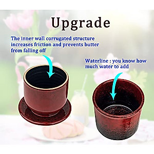 Pottery Butter Keeper Crock Butter Crock Red French Butter Dish Butter Crock For Counter With Water Ceramic Butter Holder Cup To Leave On Counter