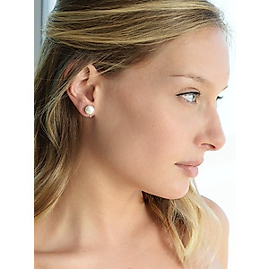 Mariell Ivory Freshwater Pearl Stud Clip On Earring for Women, 9mm, Non-Pierced Earring Birthday Gift