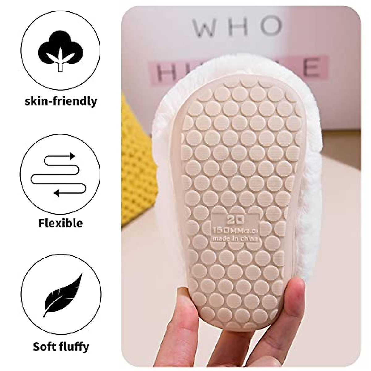 Fadezar Toddler Slippers Girl Boy House Slipper Kids Rabbit Winter Slipper Warm Bunny Slippers Soft Plush Indoor Girls Boys Slipper Cover Heel White 8-9 toddler CN 160