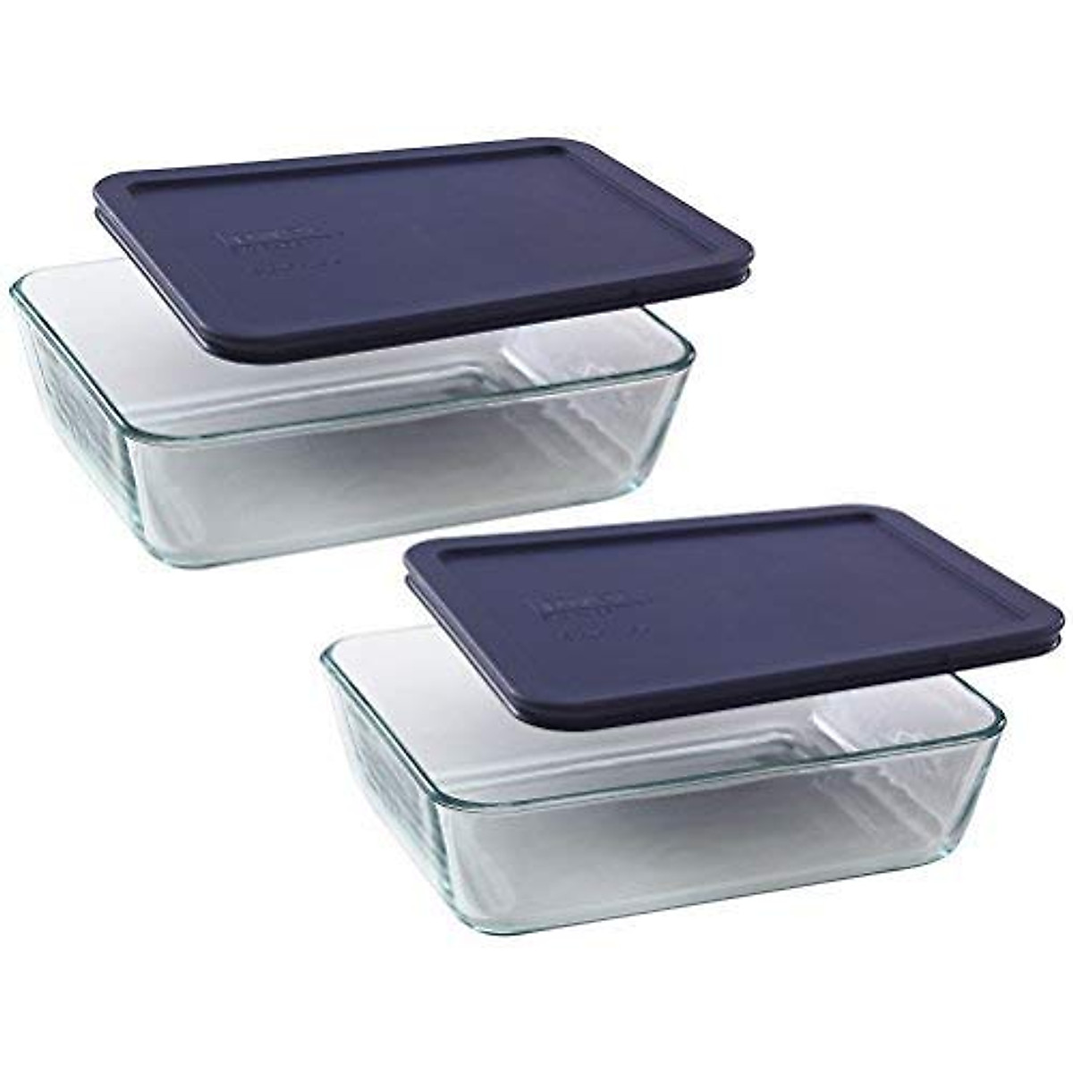 Pyrex COMINHKR067794 6017400 Simply Store 6-Cup Rectangular Bakeware Dish, 6 Box of 2 Containers, Clear; Blue Cover