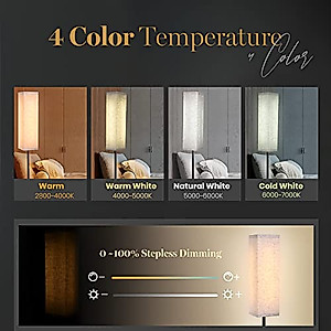 Floor Lamp for Bedroom Living Room Office with Remote Control Modern Living Room LED 4 Color Temperature & Stepless Dimmer, Standing Elegant Lamp 3000k-7000k
