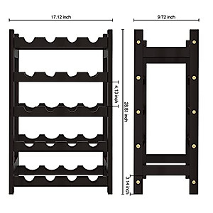 Purbambo 20-Bottle Wine Rack Freestanding Floor, 5-Tier Bamboo Wine Display Rack Storage Shelf with Table Top for Kitchen Dining Room Bar Cellar