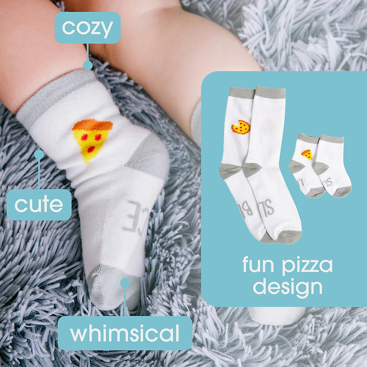 Pearhead Unisex Dad and Baby, Daddy + Me Pizza Slice Socks, One Size