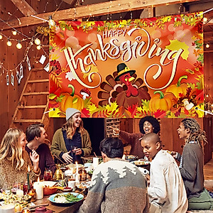 Large Thanksgiving Banner Decorations Outdoor 72x44 Inch,Turkey Maple Leaf Pumpkin Decorations Gifts for Indoor Home House Decor Party Supplies,Yard Sign Background for Photography