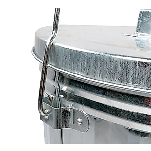 Mytee Products Galvanized Trash Can w/Lid Ideal for Trailers - 6 Gallon Steel Mounted Small Outdoor Garbage Can for Home, Office, Bathroom, Kitchen - Fire and Heat Resistant