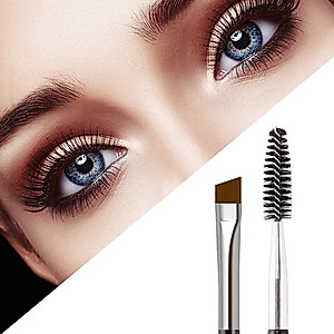 KINGMAS Eyebrow Brush, Professional Dual Angled Eye Brow Brush and Spoolie Brush Eyelash Comb Eyebrow Tool (Black)