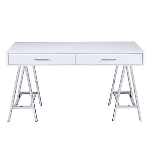 Acme Coleen Home Office Desk in White and Chrome