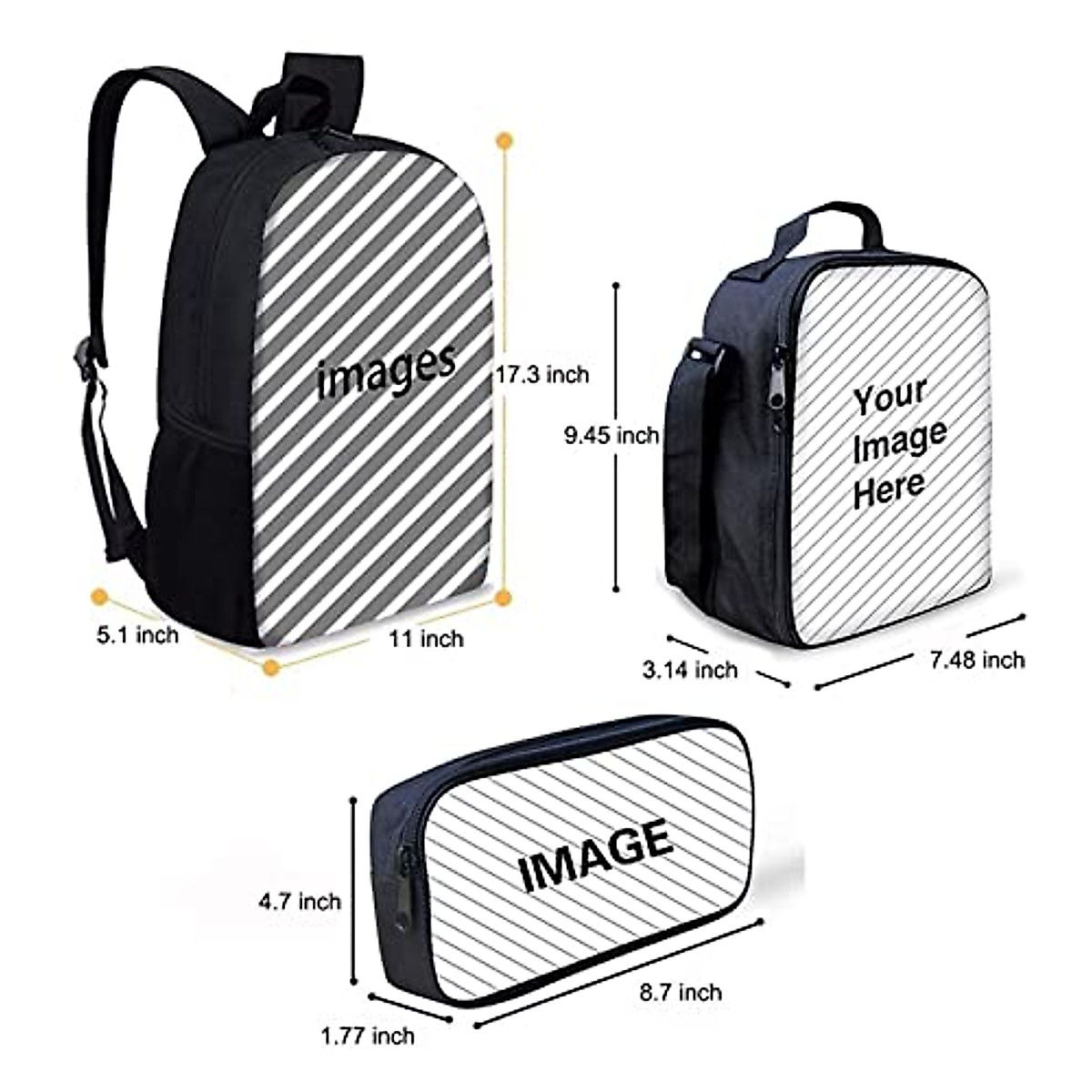 Baxinh Teen Boys Girls Backpack Set School Bag Bookbag with Lunch Box Pen Case 3 Pcs, Football Blue Red Splatter