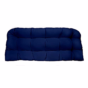 RSH Décor Indoor Outdoor Tufted Love Seat Wicker Cushion Patio Weather Resistant ~ Choose Color & Size (Royal Blue, 44" x 22")